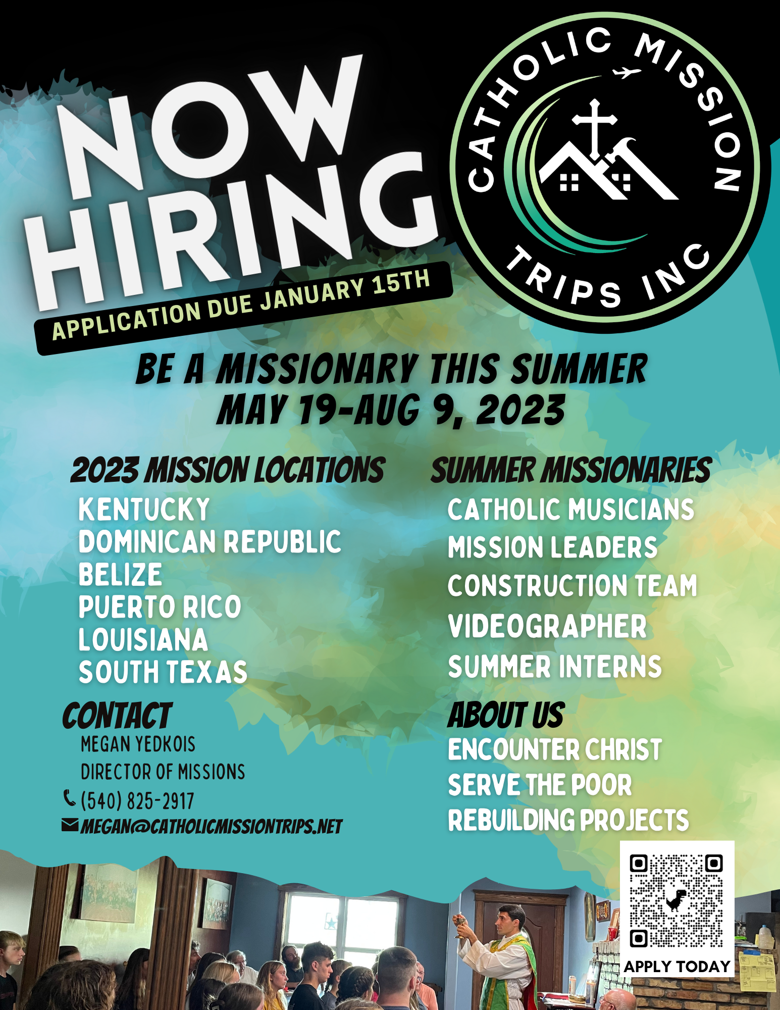 NOW Hiring Flyer 2023 | Catholic Mission Trips Incorporated